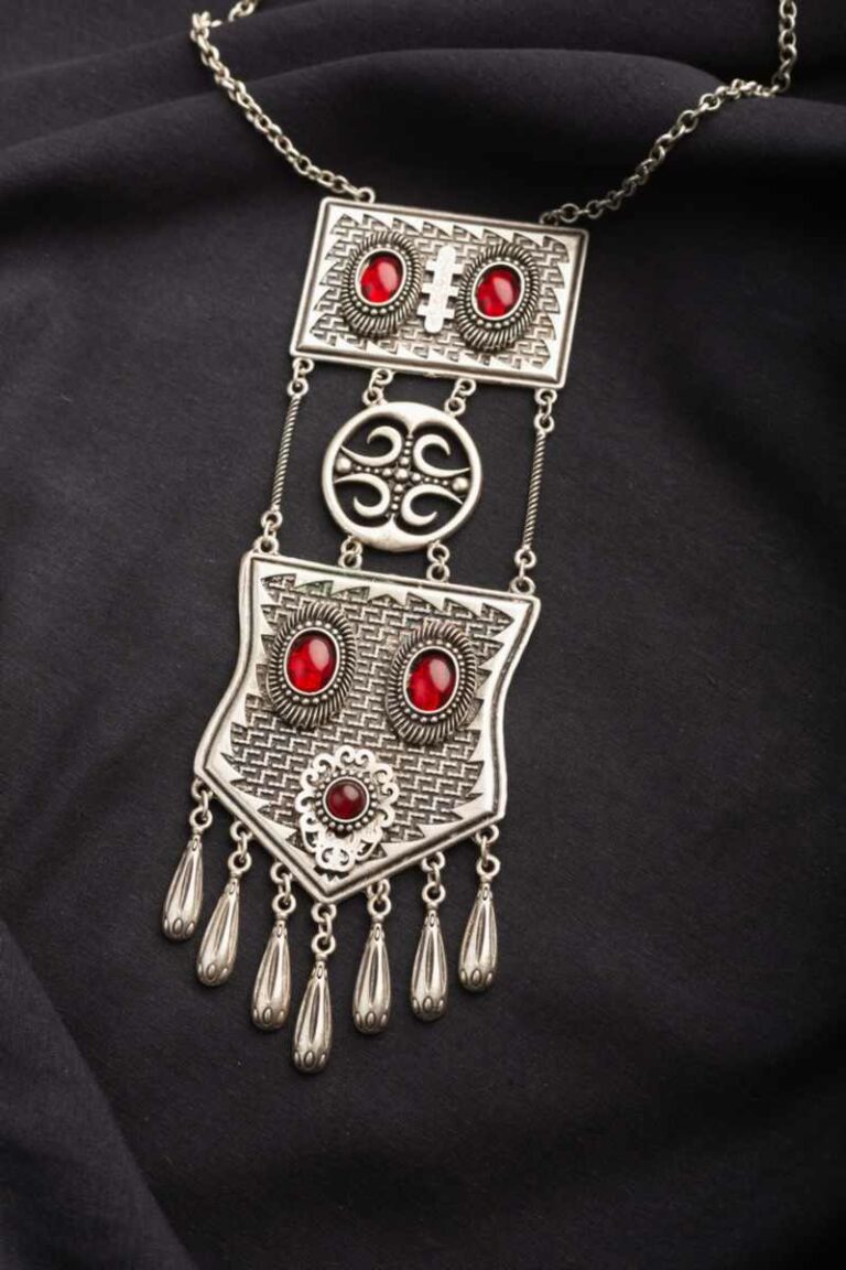 Buy Charming KPN45 Turkish Rectangle Red Multi Stone Chain Necklace ...