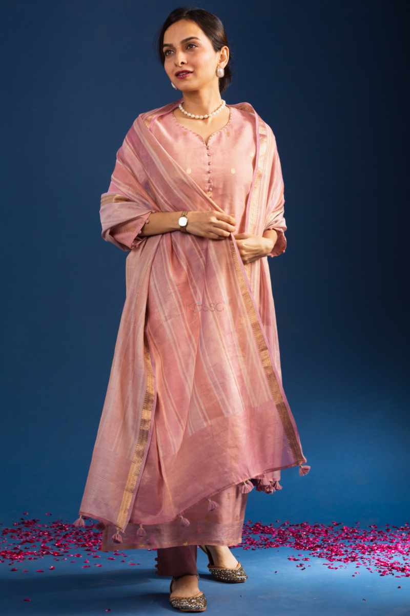 Buy Tantalizing CSS002 Veechi Chanderi Complete Suit Set Online | Kusvaa