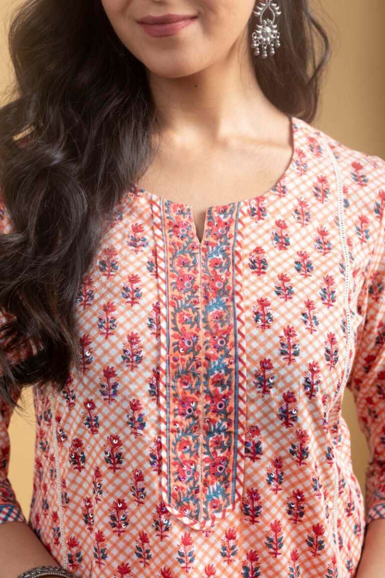 Buy Outstanding WSR435 Terilynn Cotton Handblock Kurta Online | Kusvaa