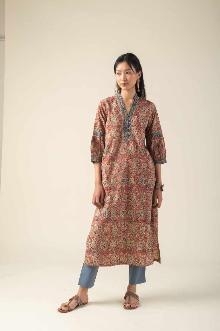Buy Adorable WKR014 Sarana Cotton Kalamkari Kurta Online | Kusvaa