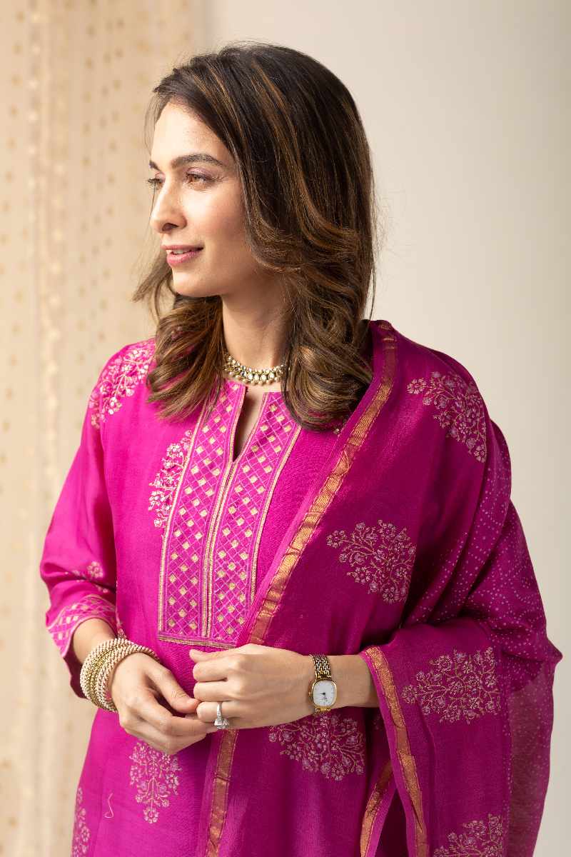 Buy Tremendous DE182 Kannareth Cotton Handblock Straight Fit Kurta ...
