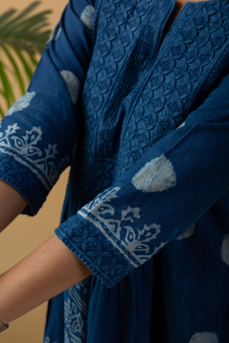 Buy Mesmerizing DR050 Chitrali Cotton Block Print Dress Online | Kusvaa