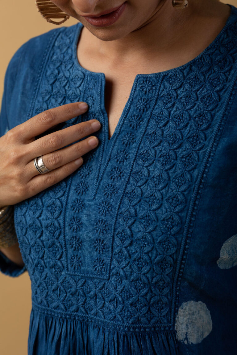 Buy Mesmerizing DR050 Chitrali Cotton Block Print Dress Online | Kusvaa