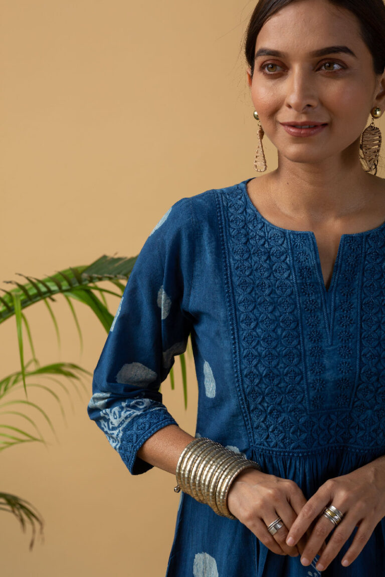 Buy Mesmerizing DR050 Chitrali Cotton Block Print Dress Online | Kusvaa