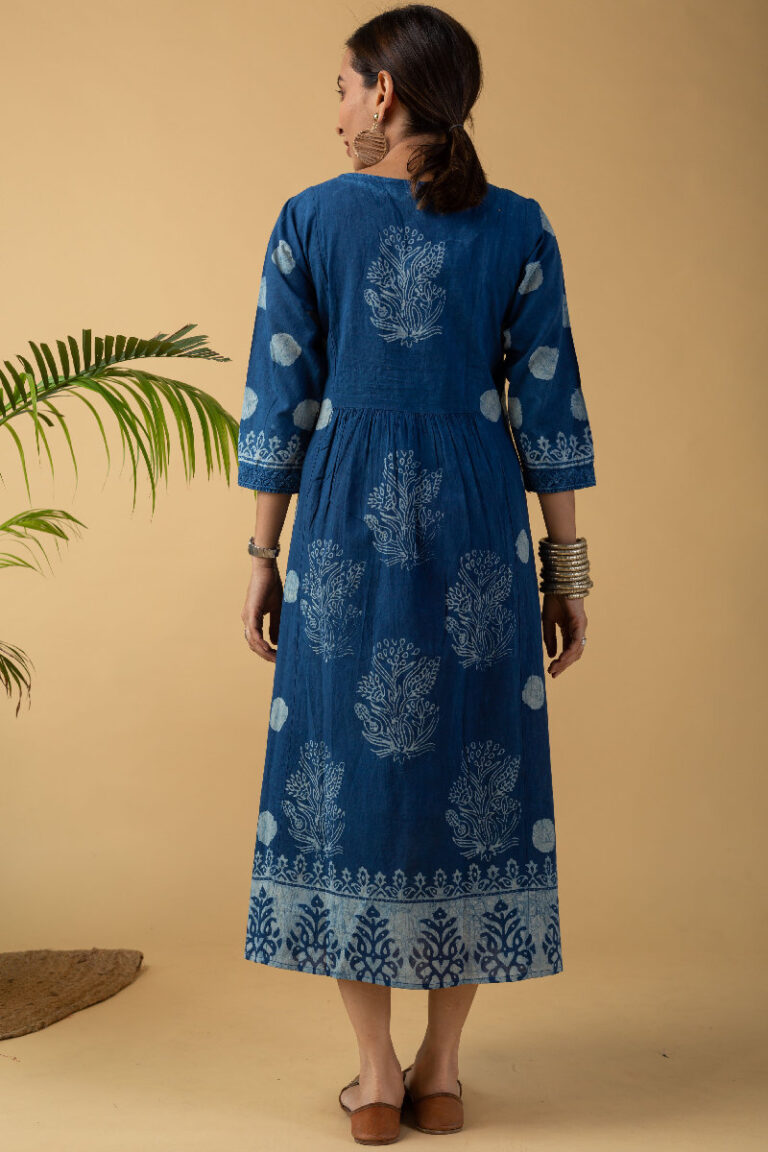 Buy Mesmerizing DR050 Chitrali Cotton Block Print Dress Online | Kusvaa