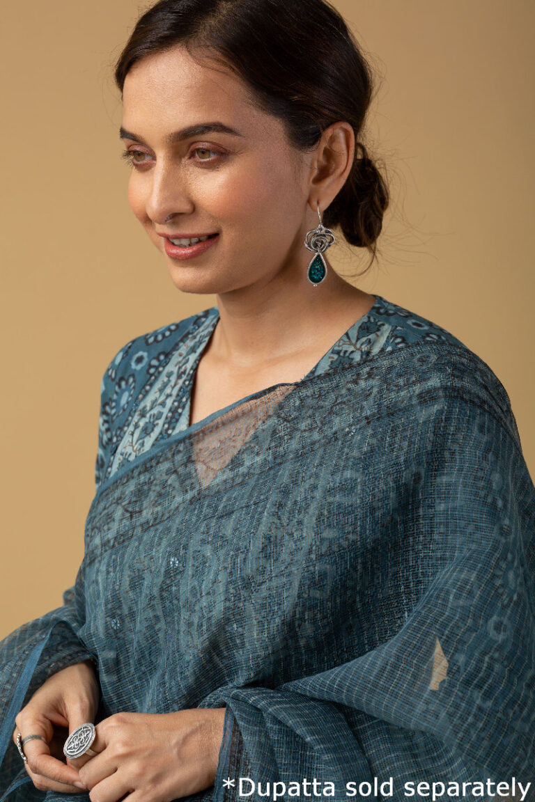 Buy Authentic WKR190 Archana Cotton Block Print Kurta Online | Kusvaa