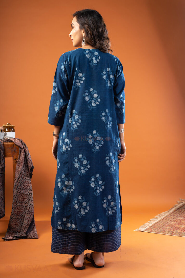 Buy Authentic WKR244 Nainika Cotton Handblock Print Kurta Online | Kusvaa